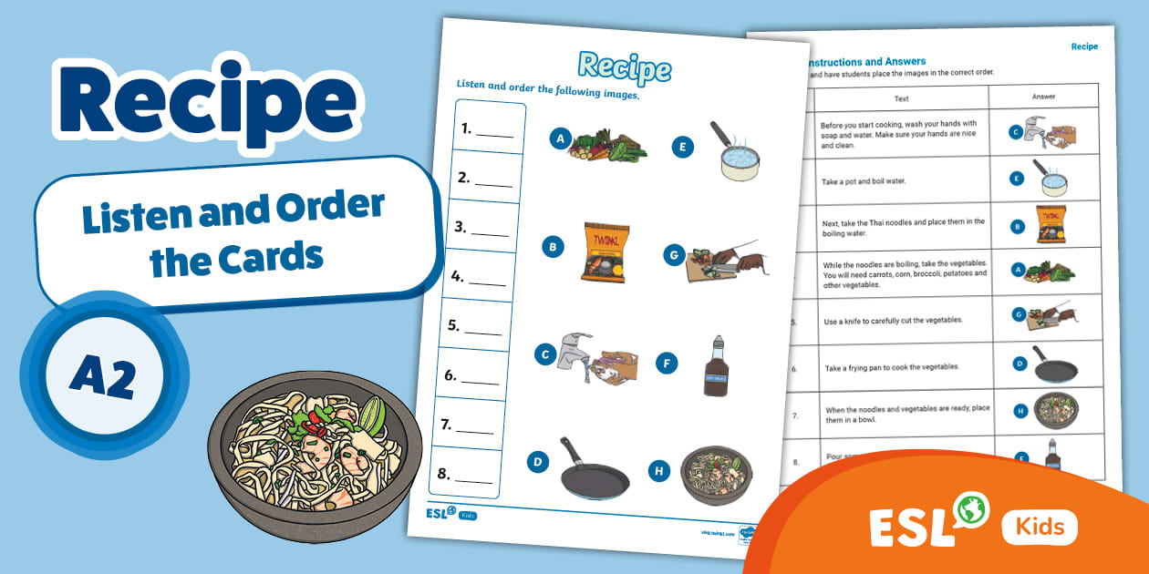 ESL Listen & Order: Recipe {Kids}