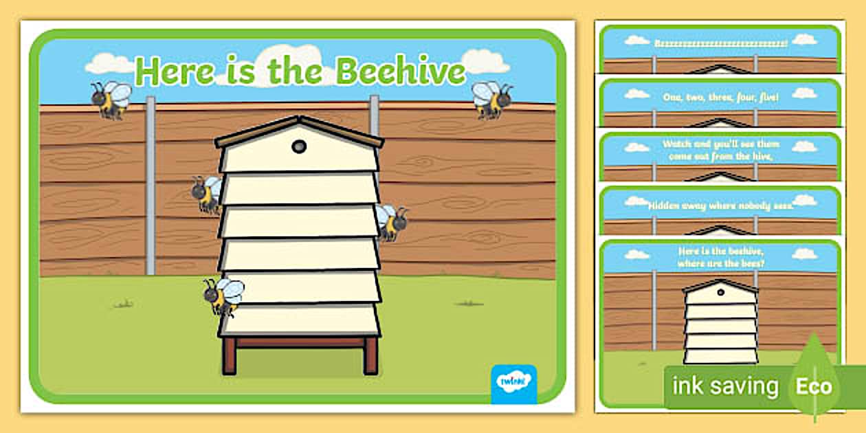 Cursive Here is the Beehive Sequencing - Twinkl