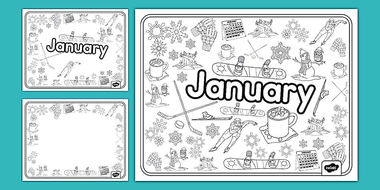 Let's Doodle! January Coloring Sheets (Teacher-Made)