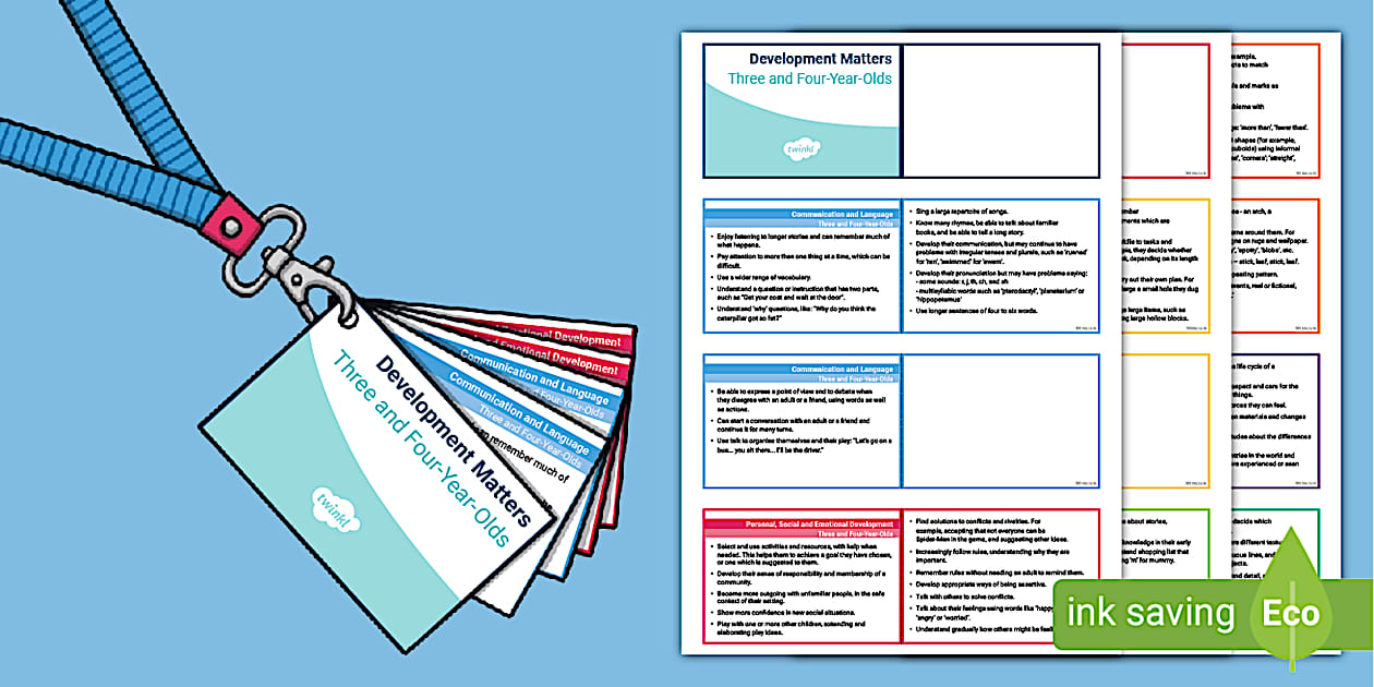 EYFS Lanyard-Sized Development Matters: 3 & 4-Year-Olds