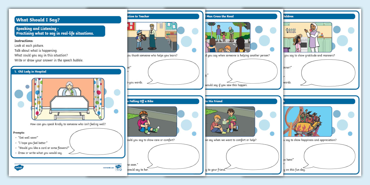 Showing Kindness Speaking Activity Sheet