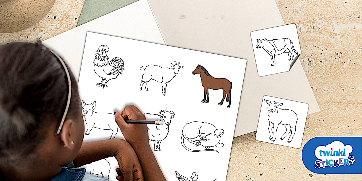 World Wildlife Day Mindfulness Colouring Farm AnimalStickers