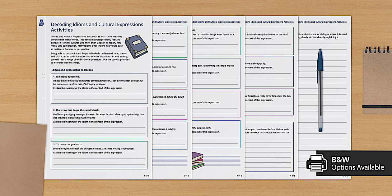 Decoding Idioms and Cultural Expressions Activities - Twinkl