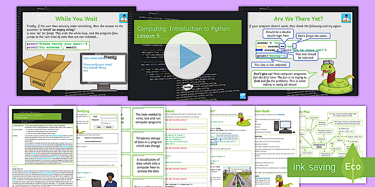 Introduction to Python: Lesson 5 - Twinkl
