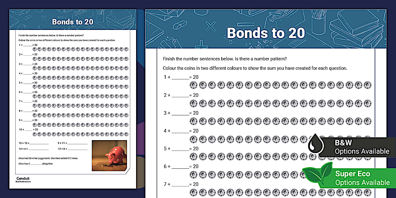 Reinforcing Number: Bonds to 20 Activity Sheet - Twinkl
