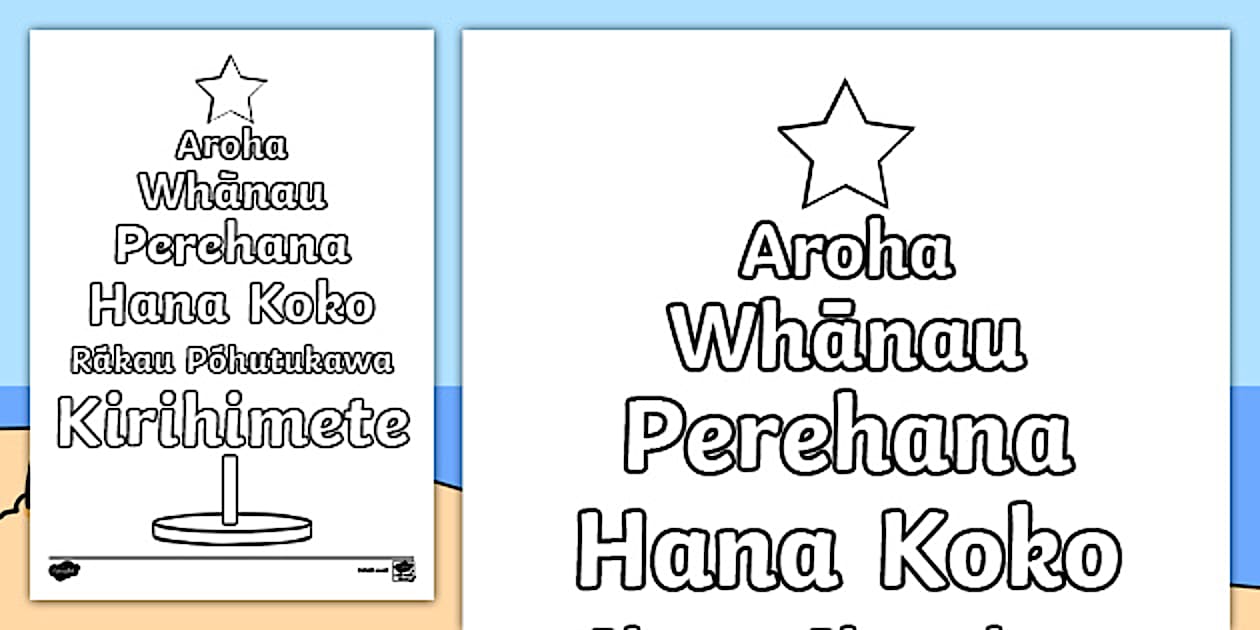 Merry Christmas in Maori New Zealand Colouring Page - Twinkl