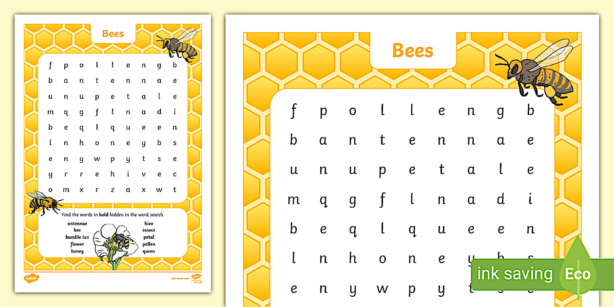 Bees Word Search (teacher made) - Twinkl