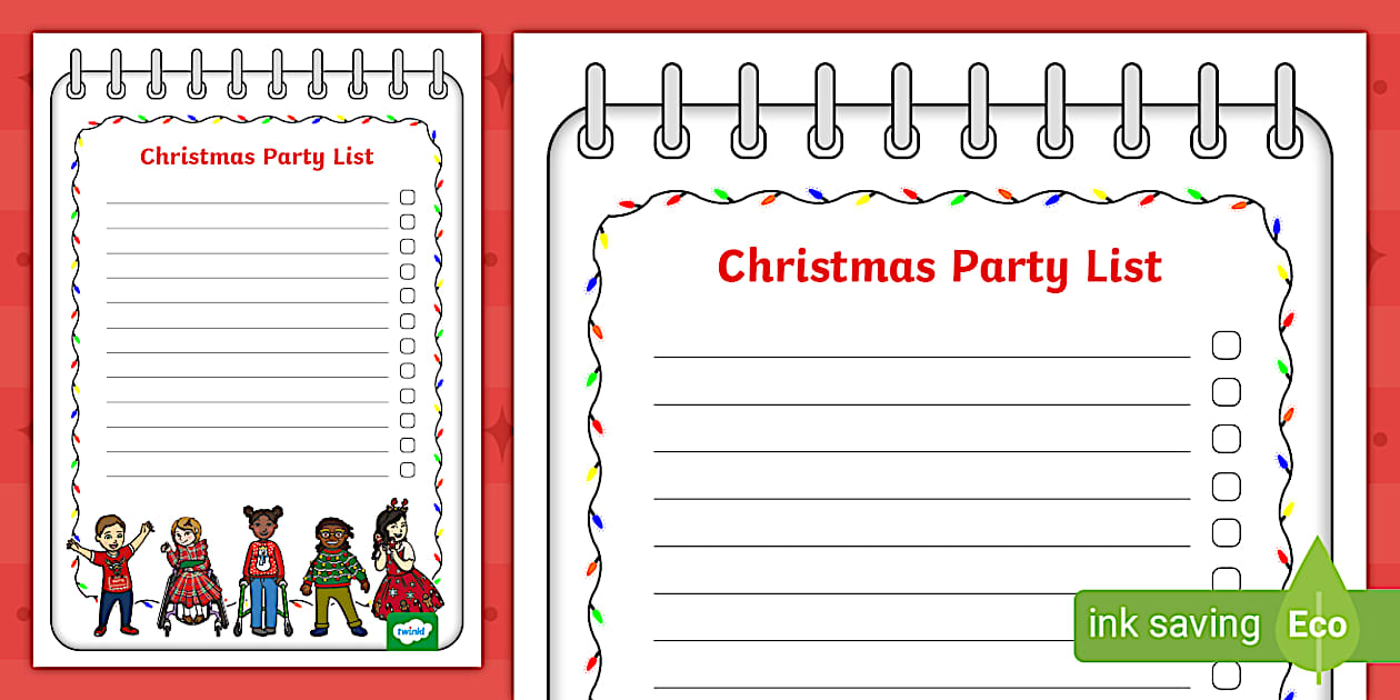 Christmas Party List Template (teacher made) - Twinkl