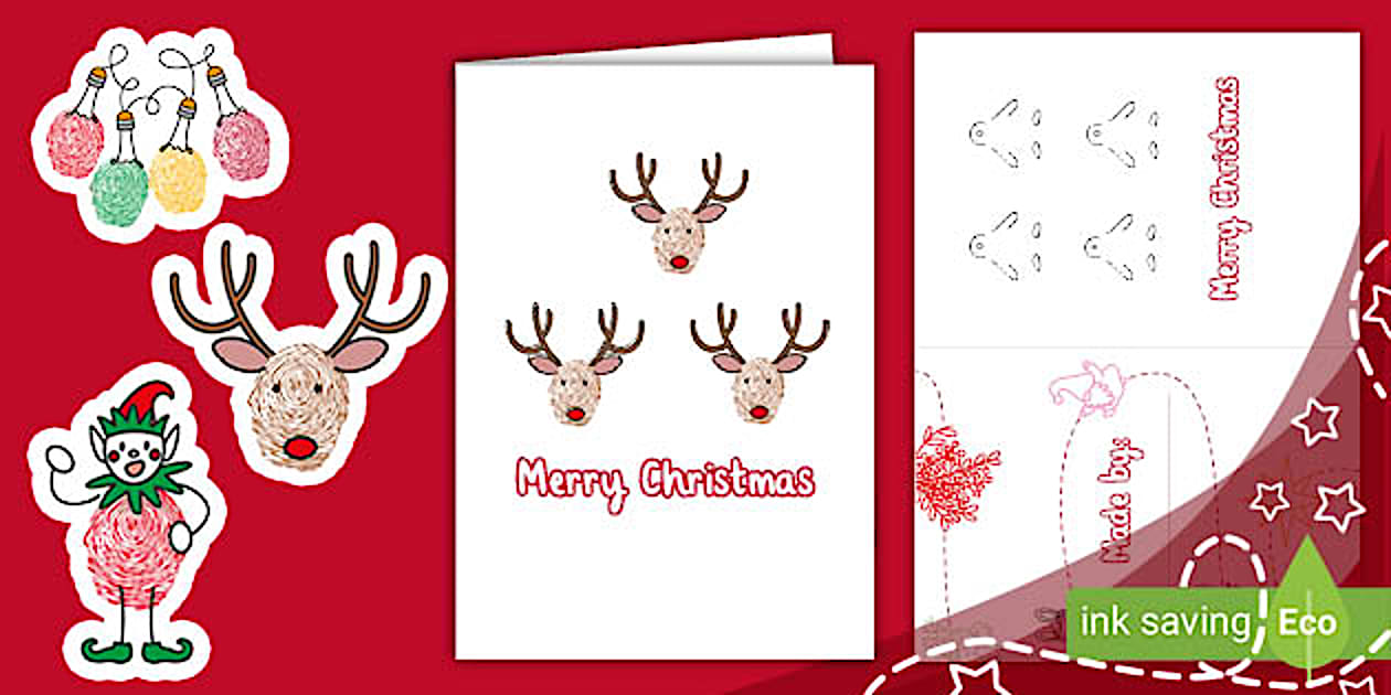 Fingerprint Christmas Cards Templates (teacher made)
