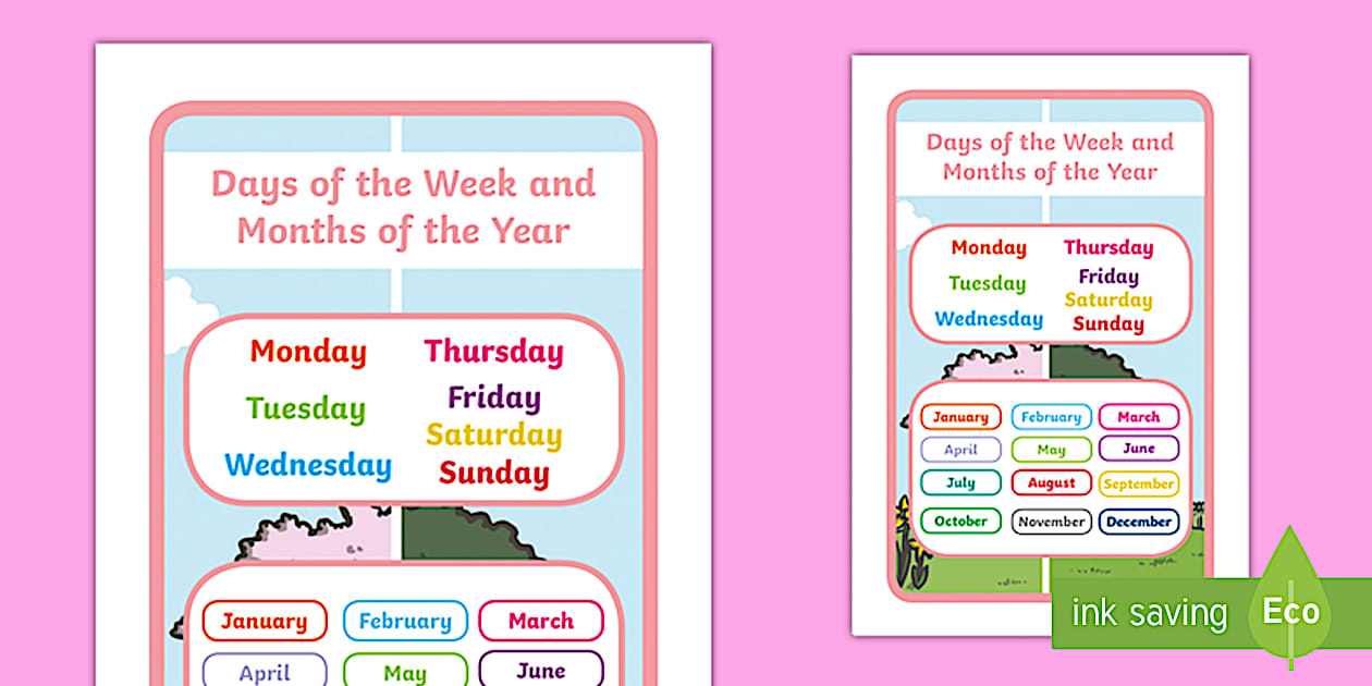 Days of the Week and Months of the Year Word Mat IKEA Tolsby/Fiestad Frame