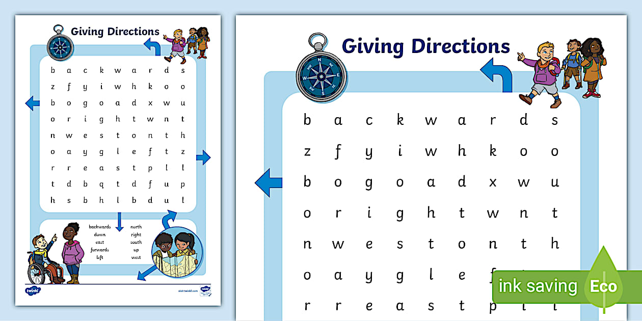 👉 Directions Word Search | Giving Directions | Twinkl