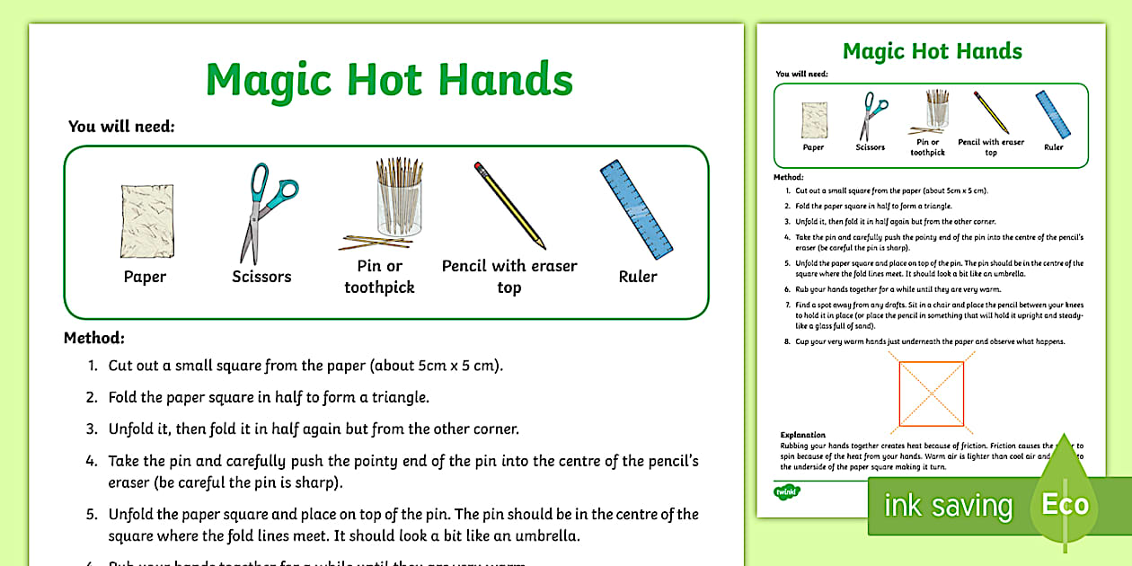 Black and White Hot Hands Magic Science Experiment - Twinkl
