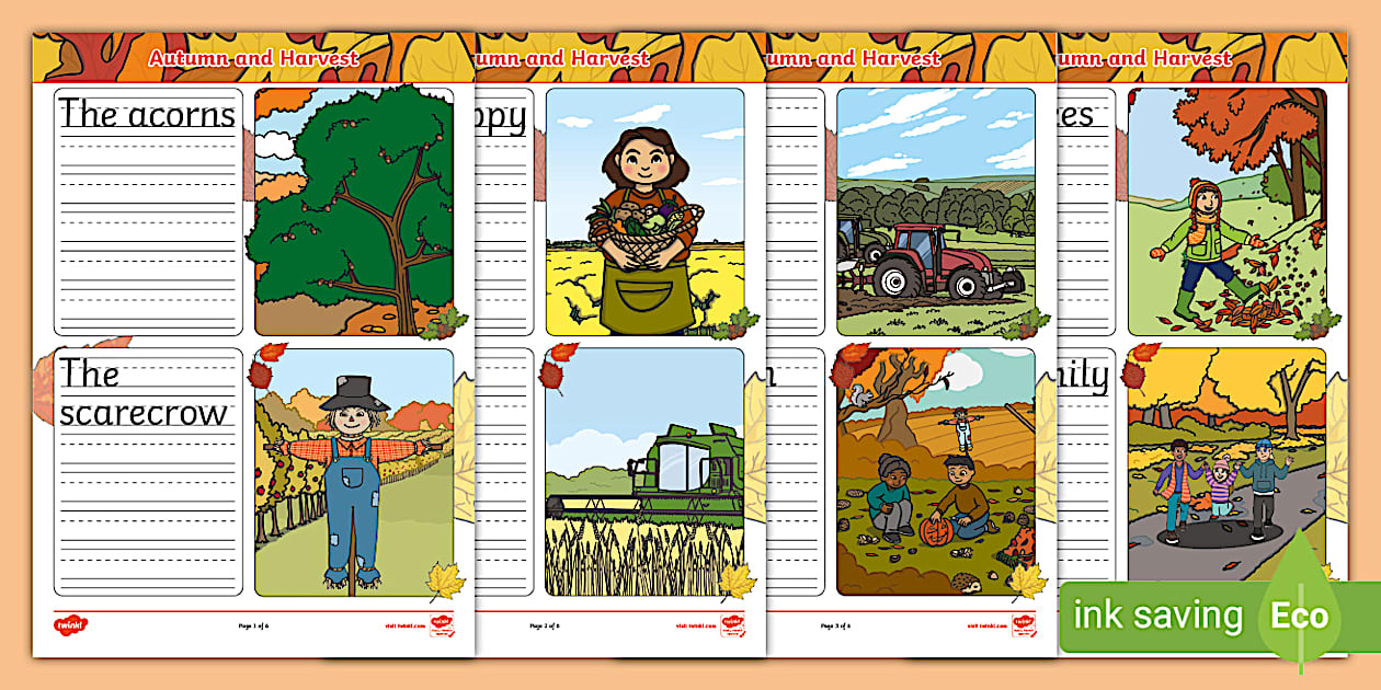 Autumn Writing Prompts with Pictures Activity Worksheets