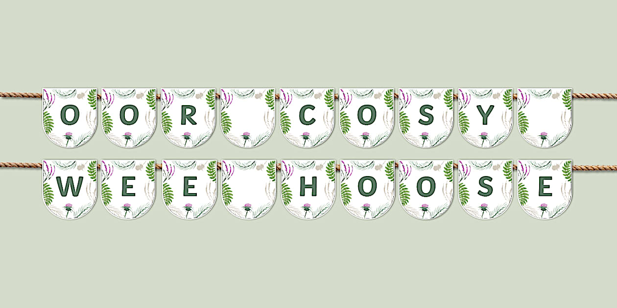 Scottish Botanical-Themed Oor Cosy Wee Hoose Display Bunting
