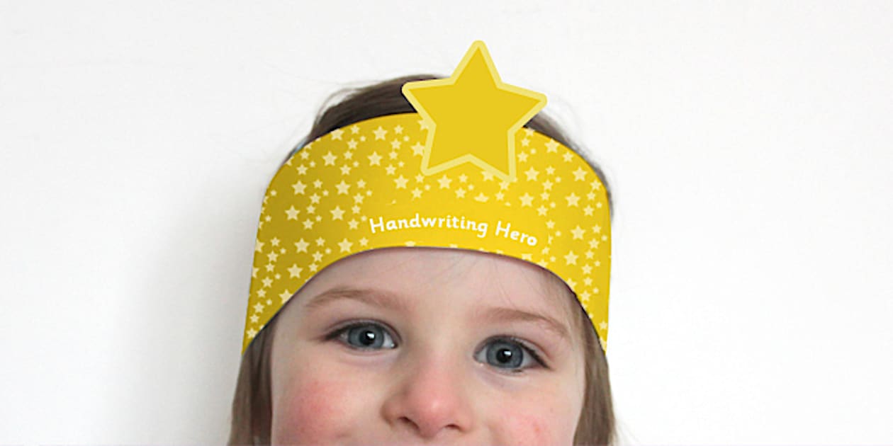 Black and White Handwriting Hero Award Headbands - Twinkl