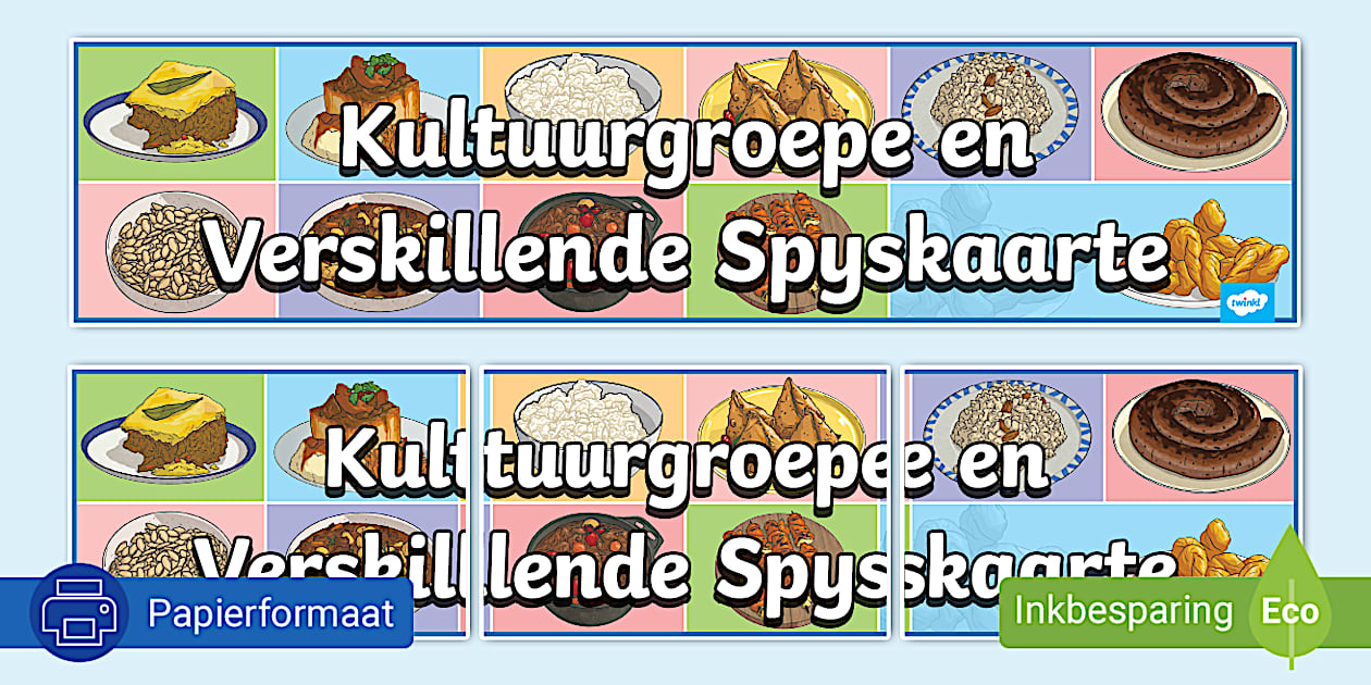 Kultuurgroepe en Verskillende Spyskaarte - Banier