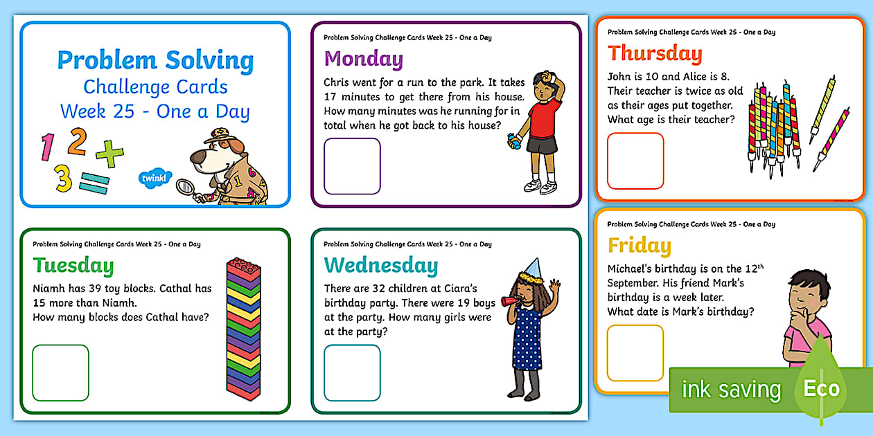 Week 25 Problem Solving One-a-Day Challenge Cards - Twinkl