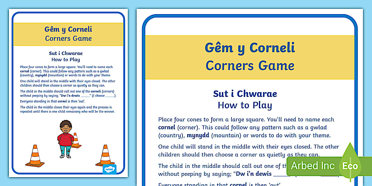 Yard Games: Bilingual Corners Game Display Poster Welsh/English