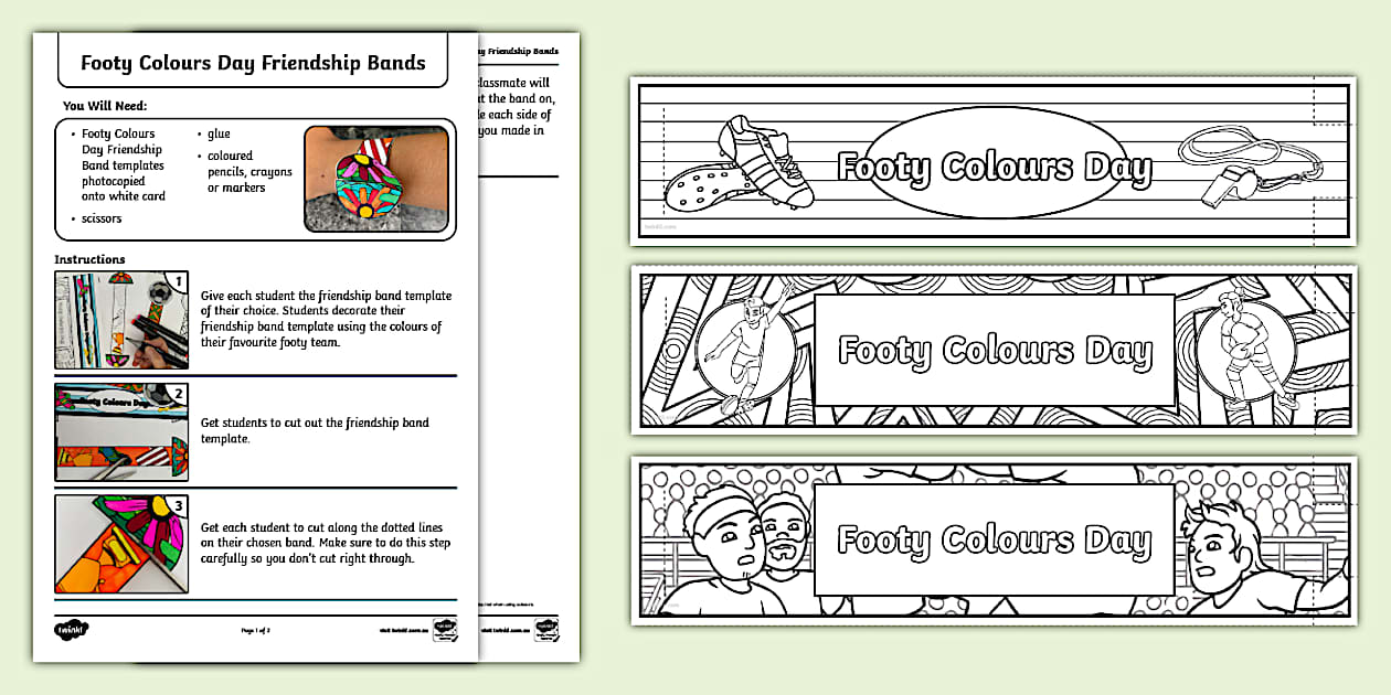 Footy Colours Day Friendship Bands (teacher made) - Twinkl