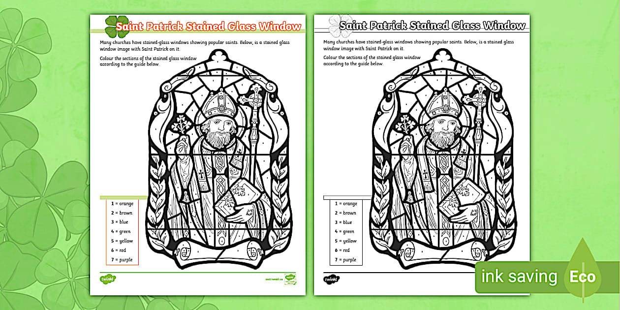 Saint Patrick Colour by number - Twinkl