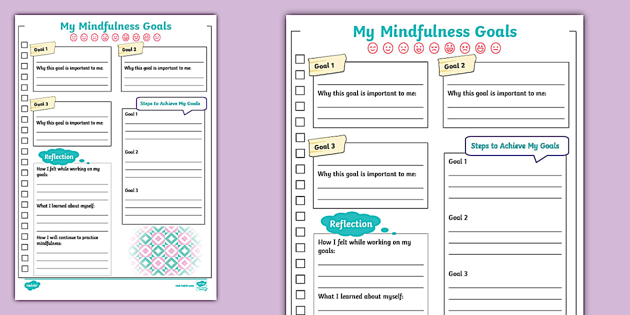 My Mindfulness Goals Activity (teacher made) - Twinkl