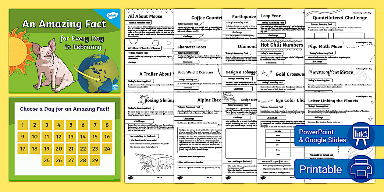 February Amazing Fact a Day Activity Pack for 3rd-5th Grade