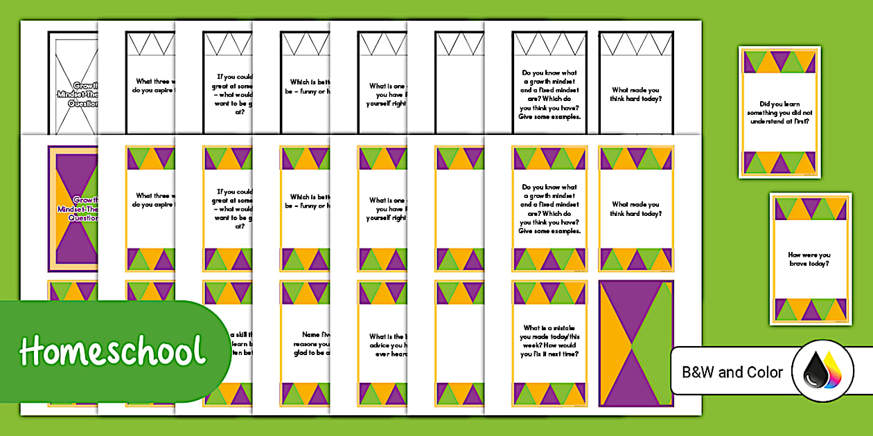 Growth Mindset-Themed Dinnertime Conversation Question Cards