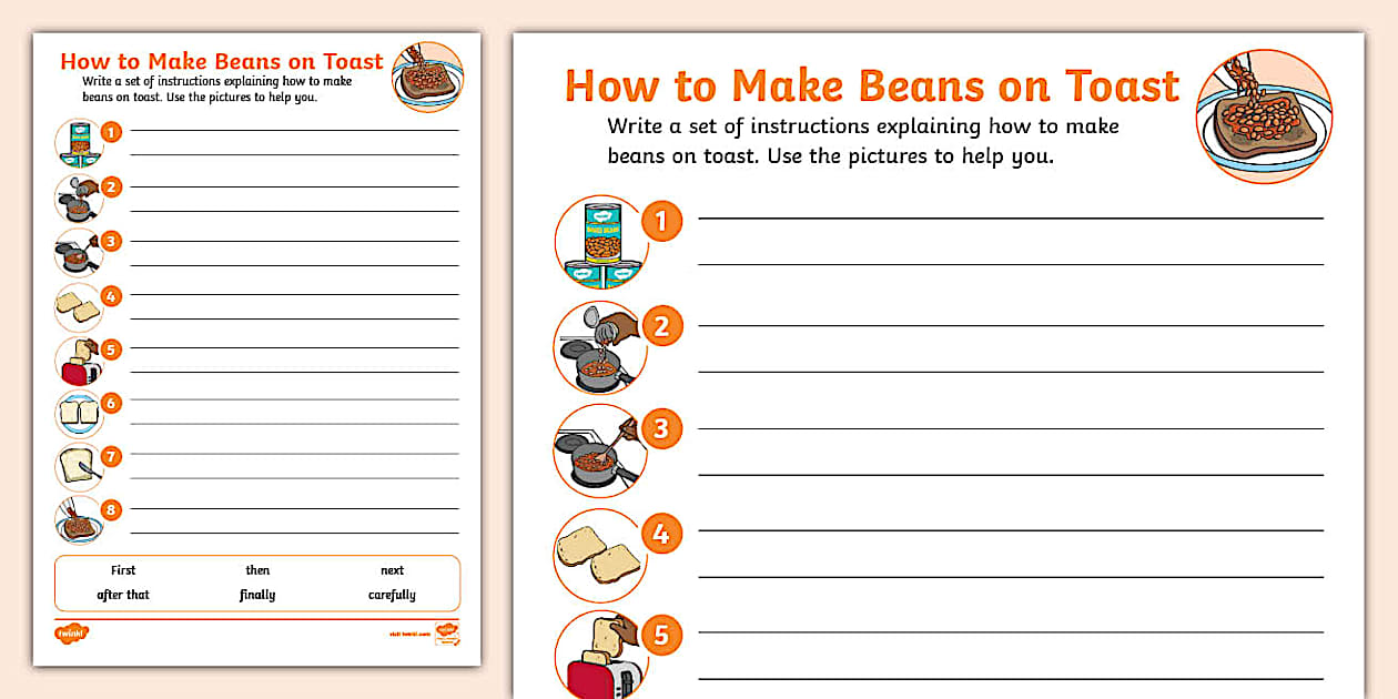 How to Make Beans on Toast Instructional Writing Frame