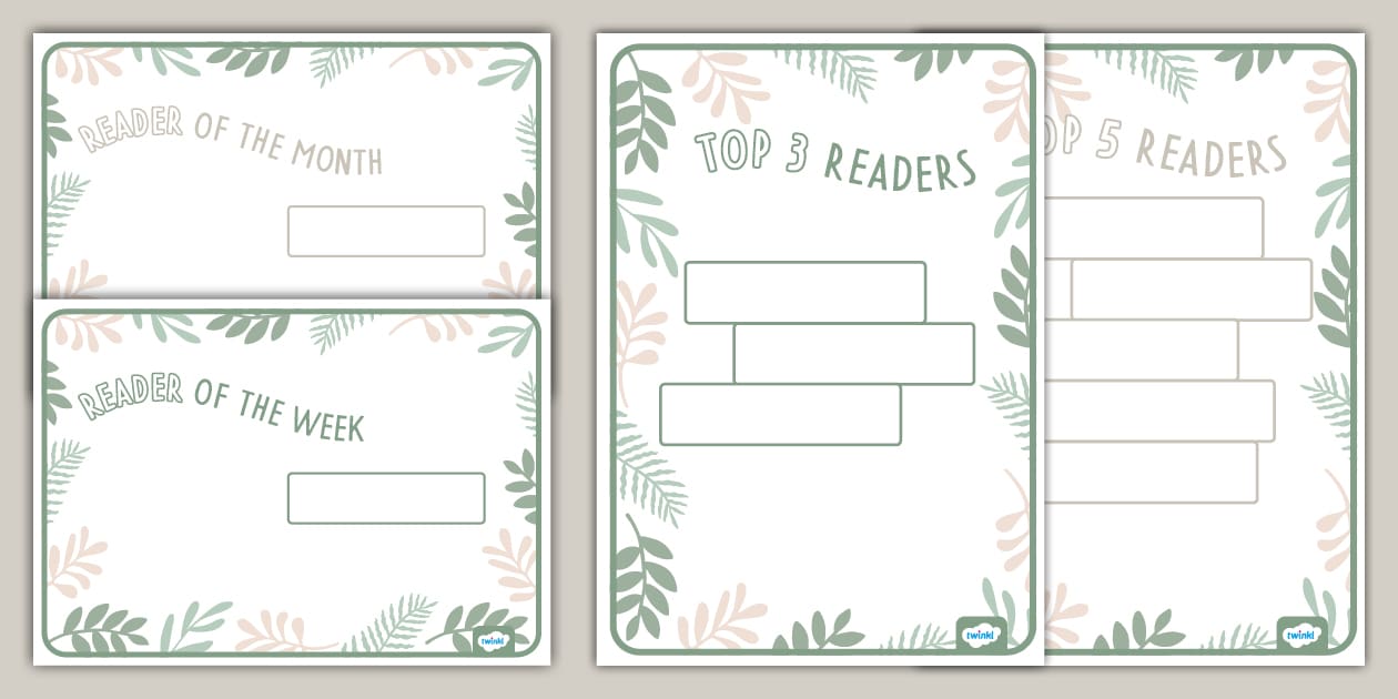 Botanical Themed Reader of the Week and Reader of the Month Display Posters