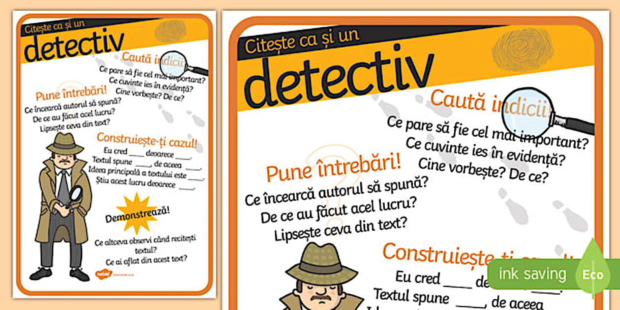 Fii un cititor detectiv! Planșă (creat de profesori)