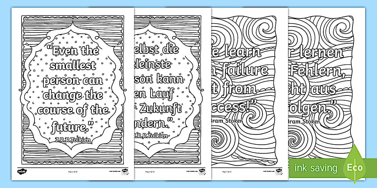 Classroom Inspiration Quotes Mindfulness Colouring Pages English/German