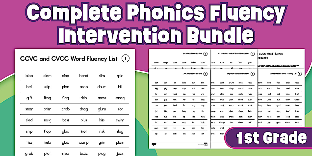 First Grade Phonics Fluency Intervention & Assessment Bundle