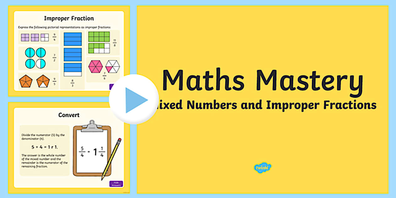 Year 5, Fractions and Decimals, Mixed Numbers and Improper Fractions Maths