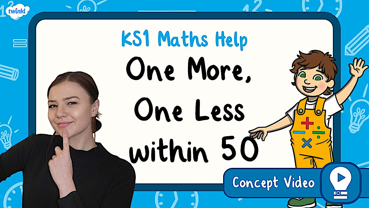 👉 One More, One Less within 50 | KS1 Maths Concept Video