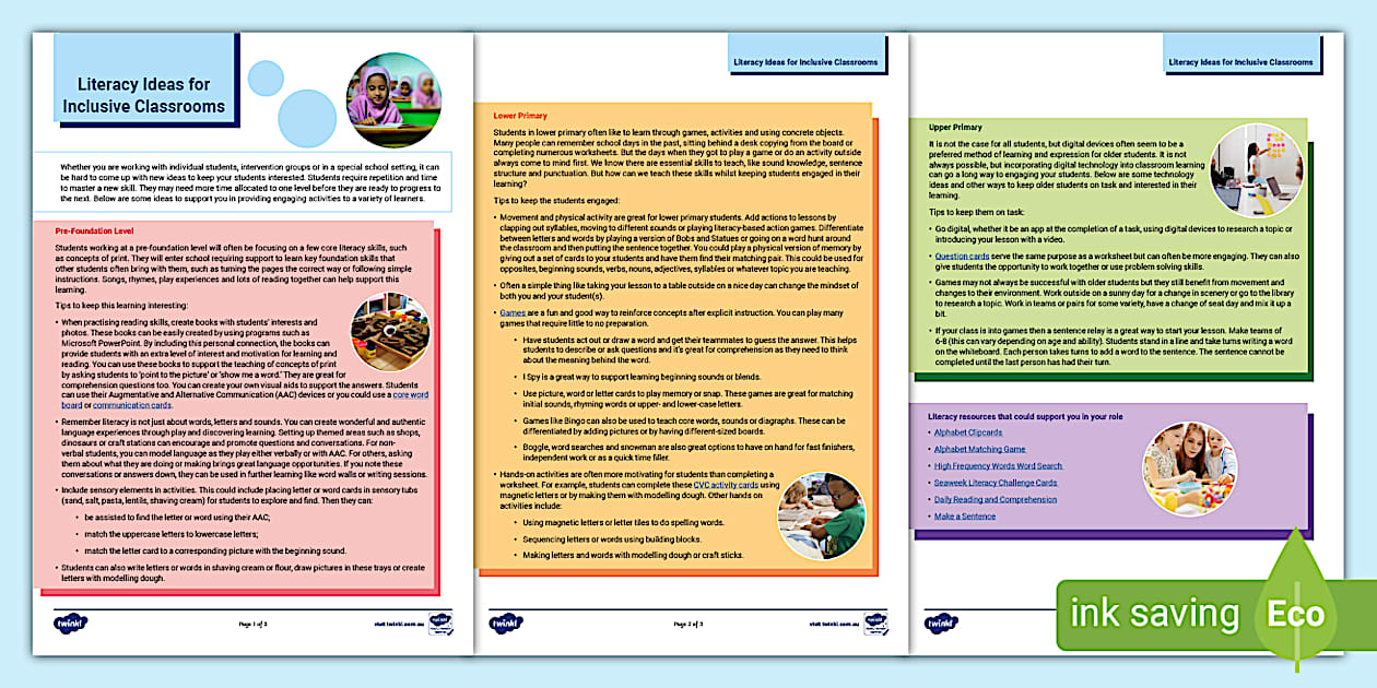 Literacy Ideas for Inclusive Classrooms