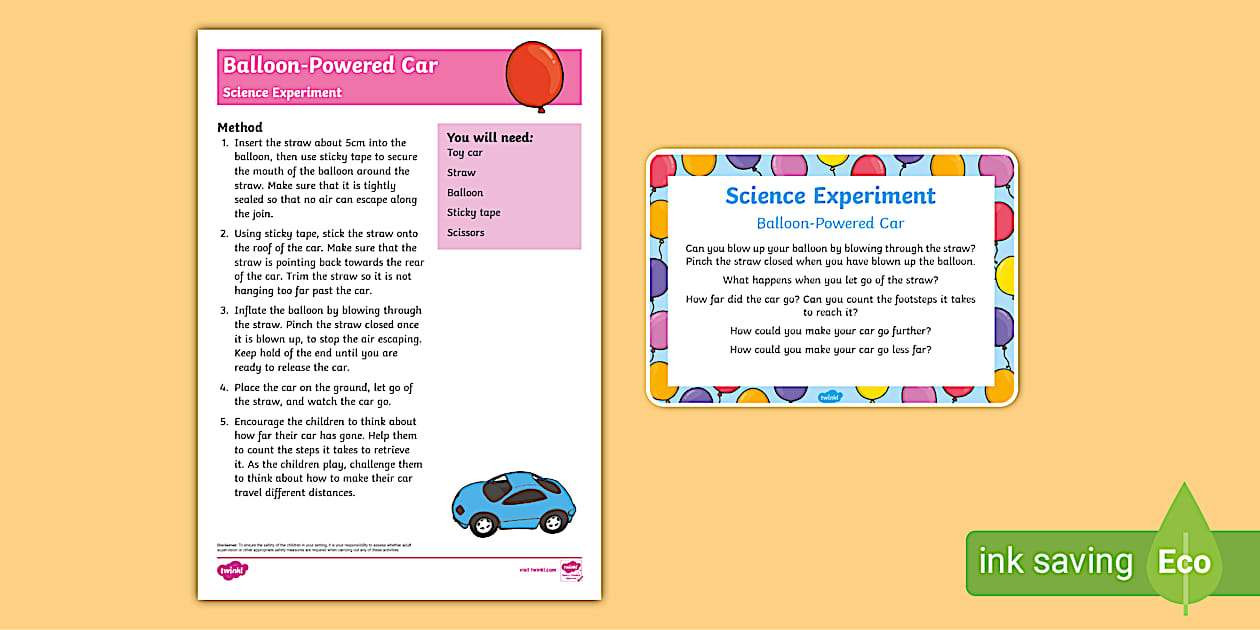 EYFS Balloon-Powered Car Science Experiment and Prompt Card Pack