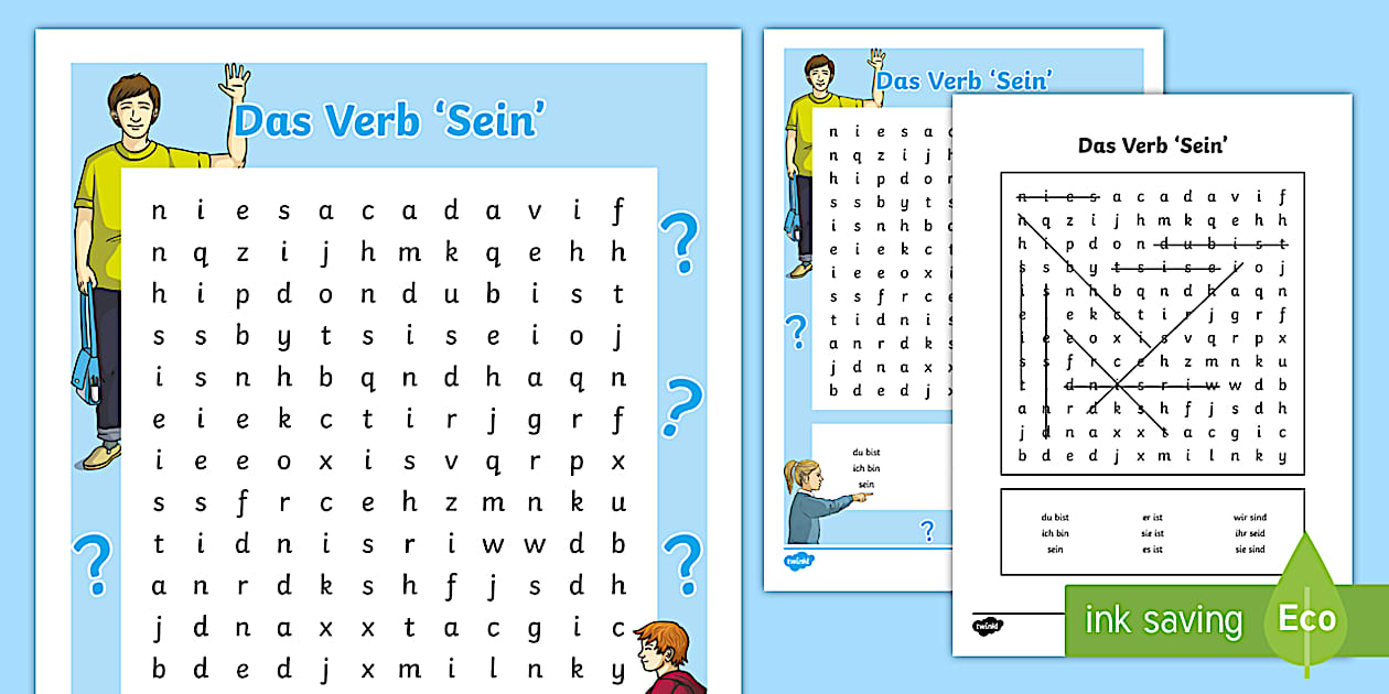 Verb 'To Be' Conjugation Word Search German (teacher made)