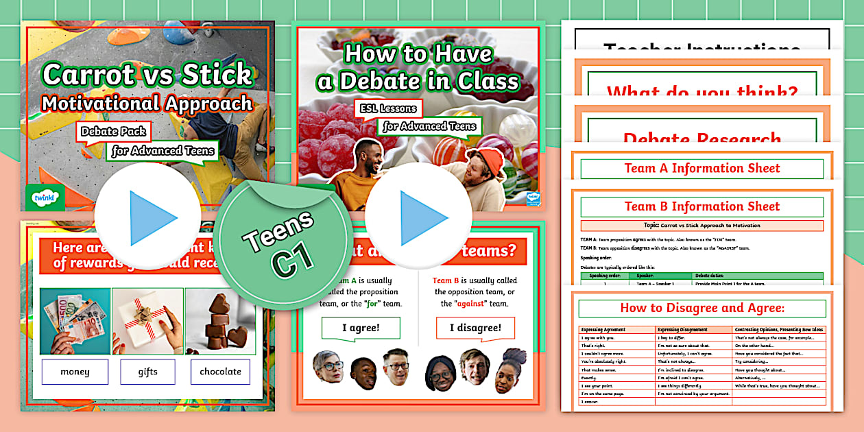 ESL Debate Pack: Carrot vs Stick Approach to Motivation [Teens, C1]