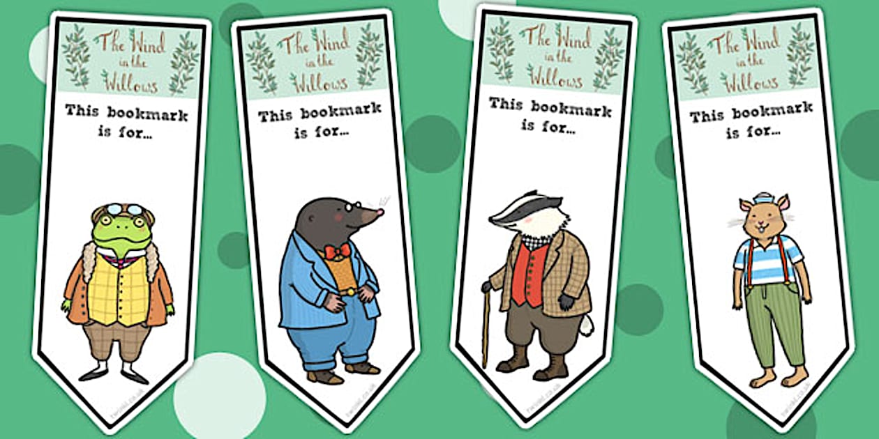 The Wind in the Willows Editable Bookmarks - Twinkl