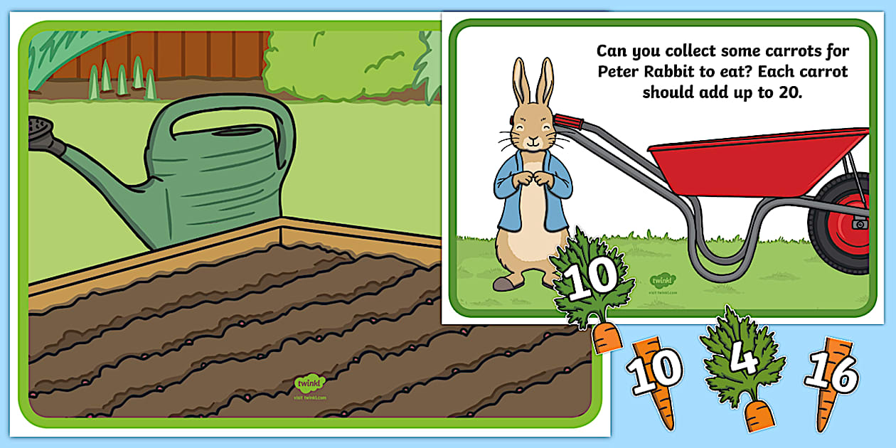 The Tale of Peter Rabbit Numbers Bonds to 20 Game - Twinkl