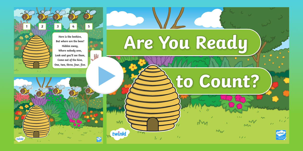 Five Bees Minibeast Counting PowerPoint - Twinkl