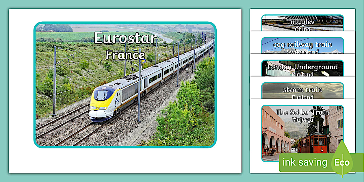 Trains Around the World Display Photos (teacher made)
