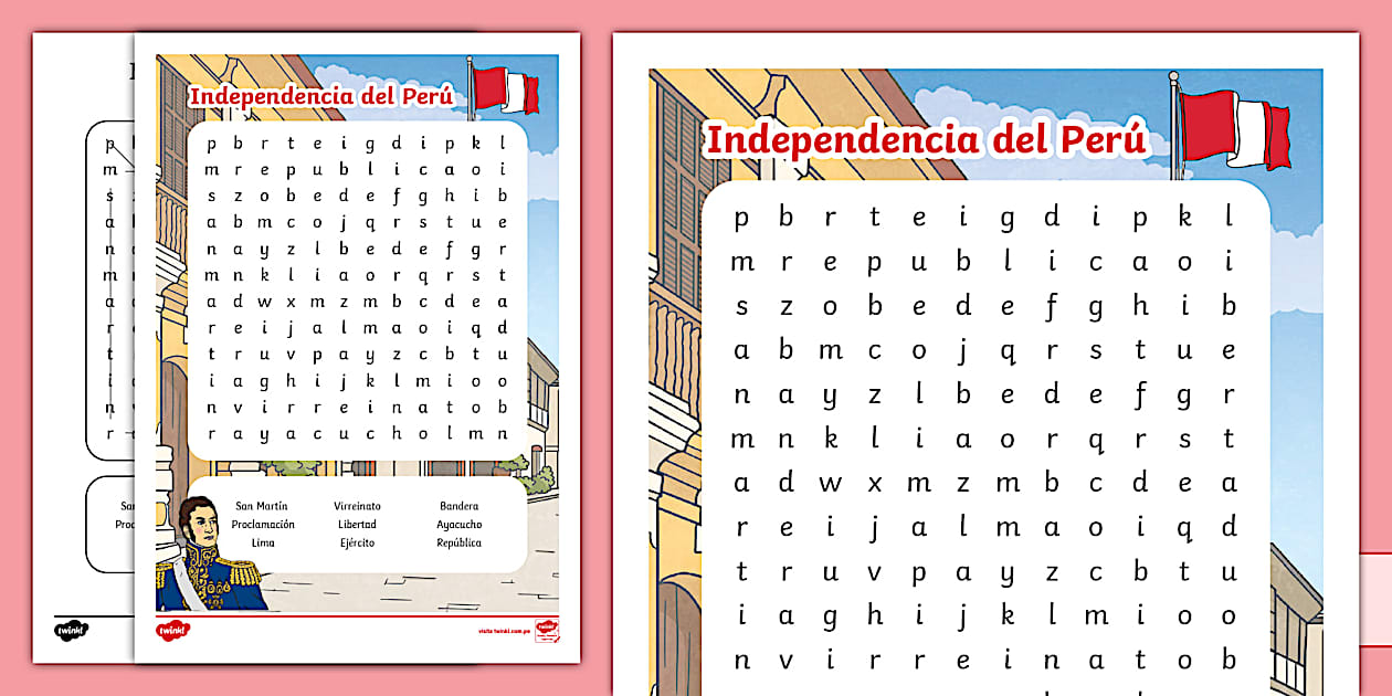 Sopa de letras de la Independencia del Perú | Twinkl