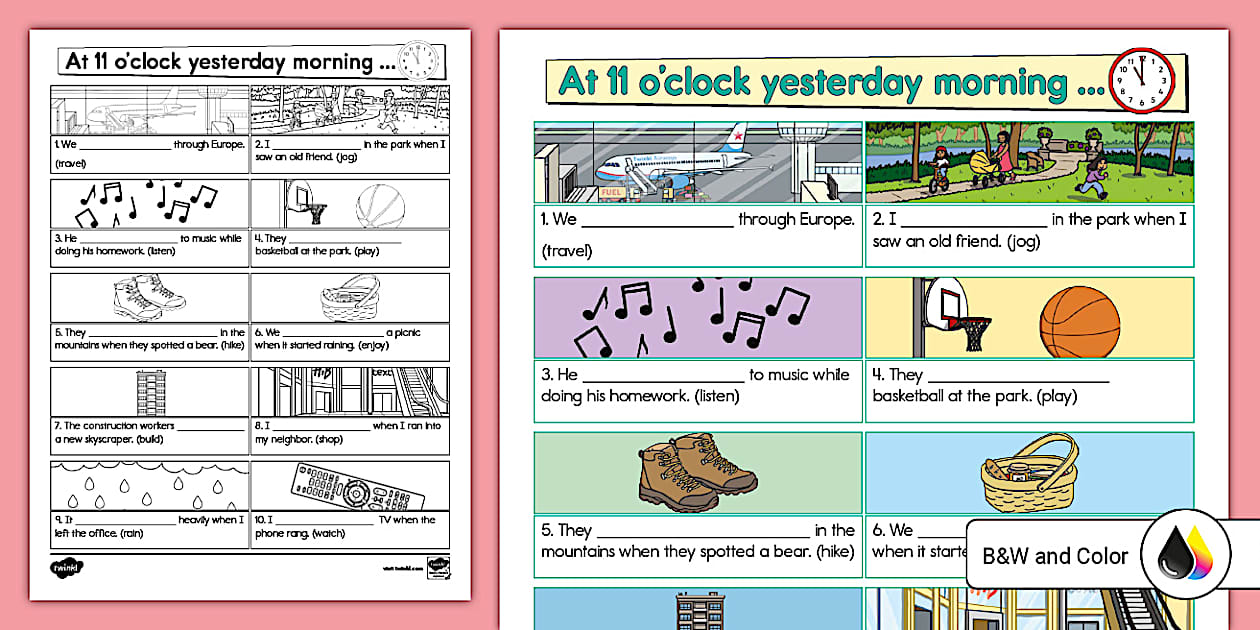 Past Continuous Worksheet for ELL (teacher made) - Twinkl