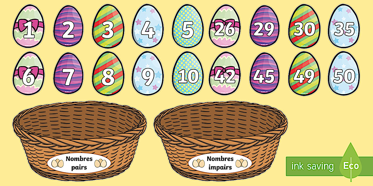 Cartes à trier - Nombres pairs et impairs : Les oeufs de Pâques