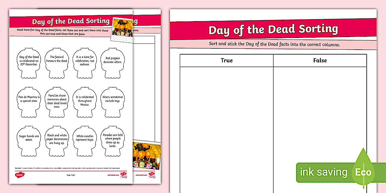 Fun Facts About The Day of the Dead Sorting Activity