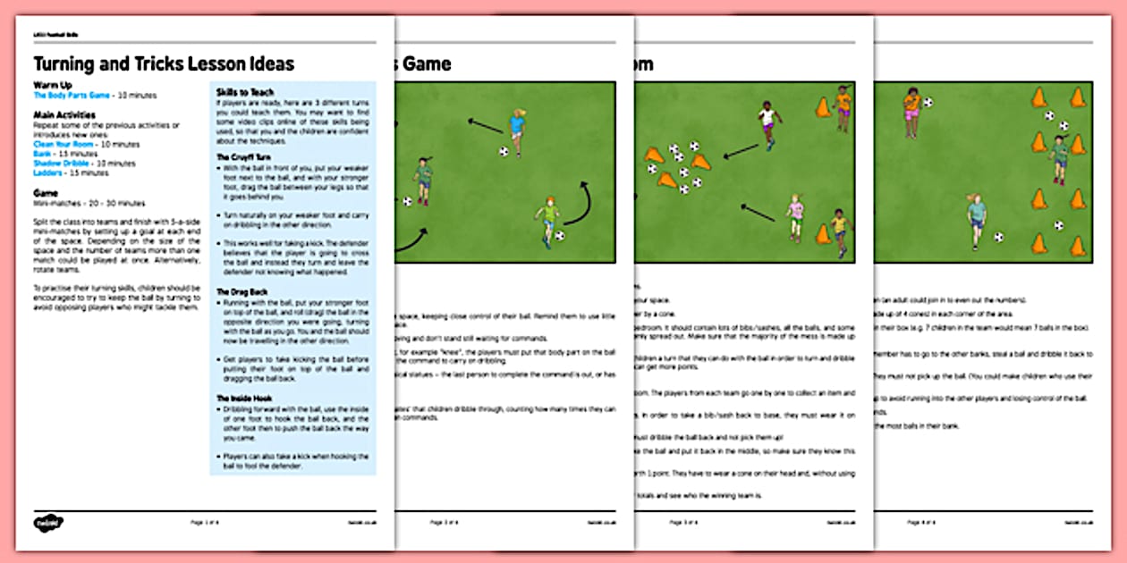 Black and White LKS2 Football Skills 4: Turning Lesson Pack