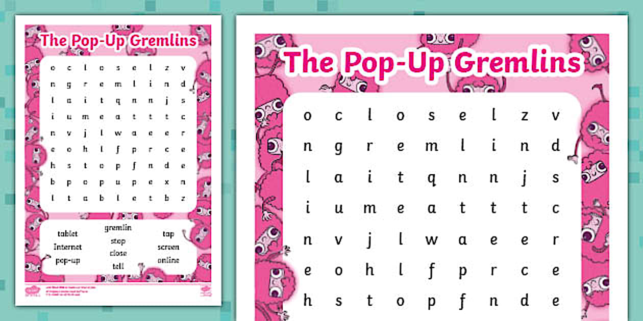 The Pop-Up Gremlins Word Search (Teacher-Made) - Twinkl