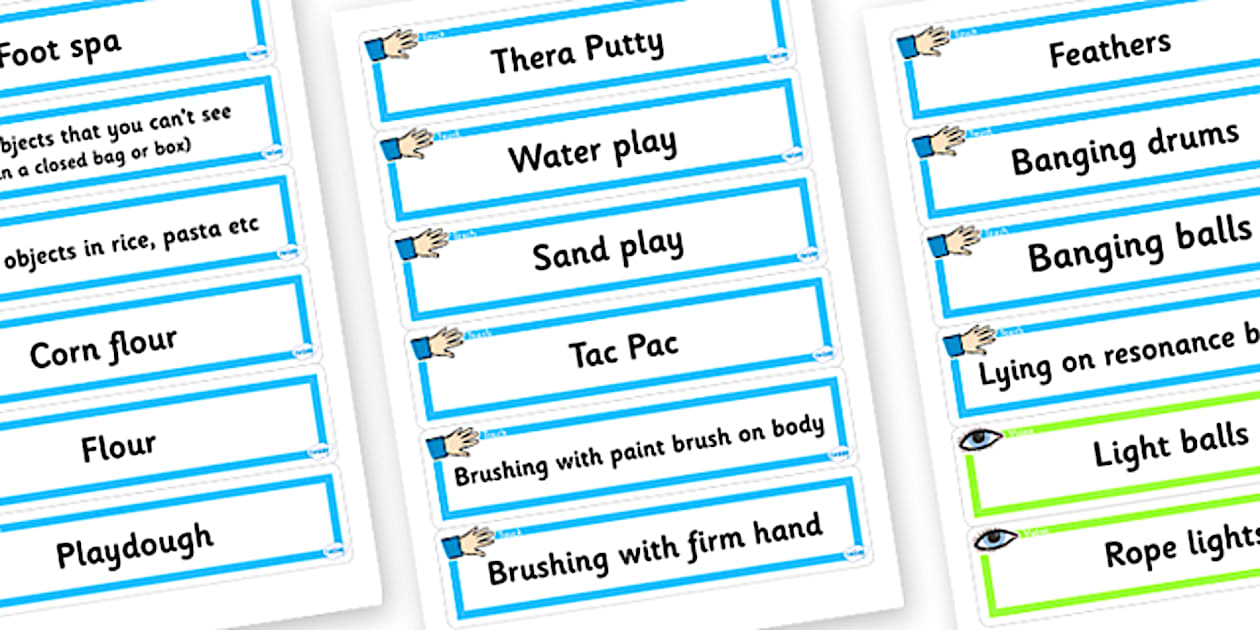 Sensory Activity Cards (teacher made) - Twinkl
