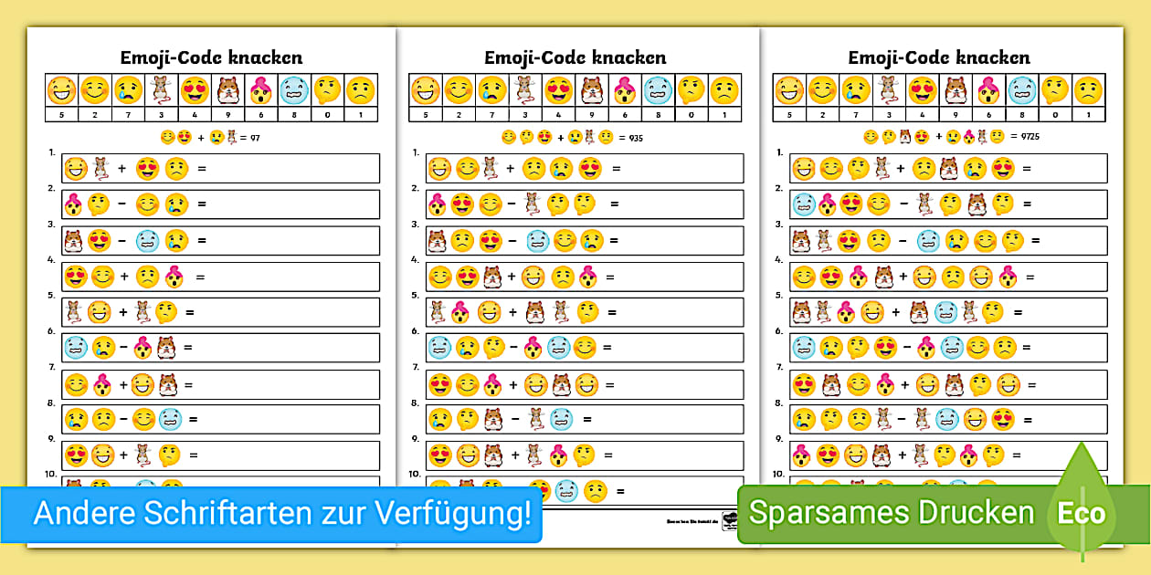 😊 Emoji-Code knacken: Spaßige Mathematik-Aktivität für Schülerinnen und